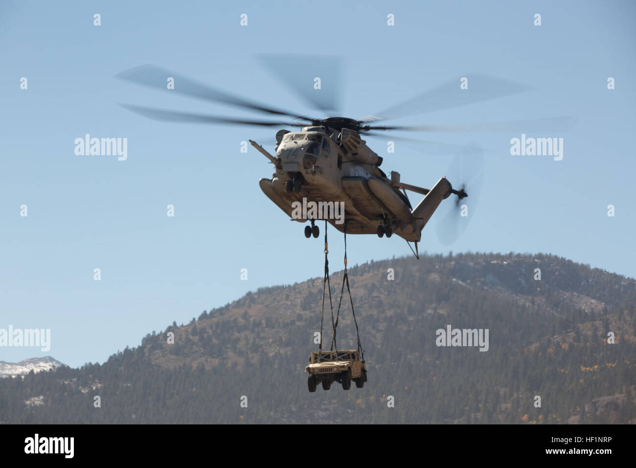 A U.S. Marine Corps CH-53E Super Stallion transport helicopter with ...