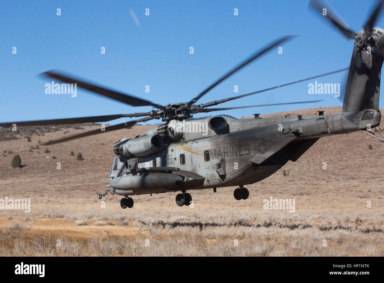 A U.S. Marine Corps CH-53E Super Stallion transport helicopter with ...