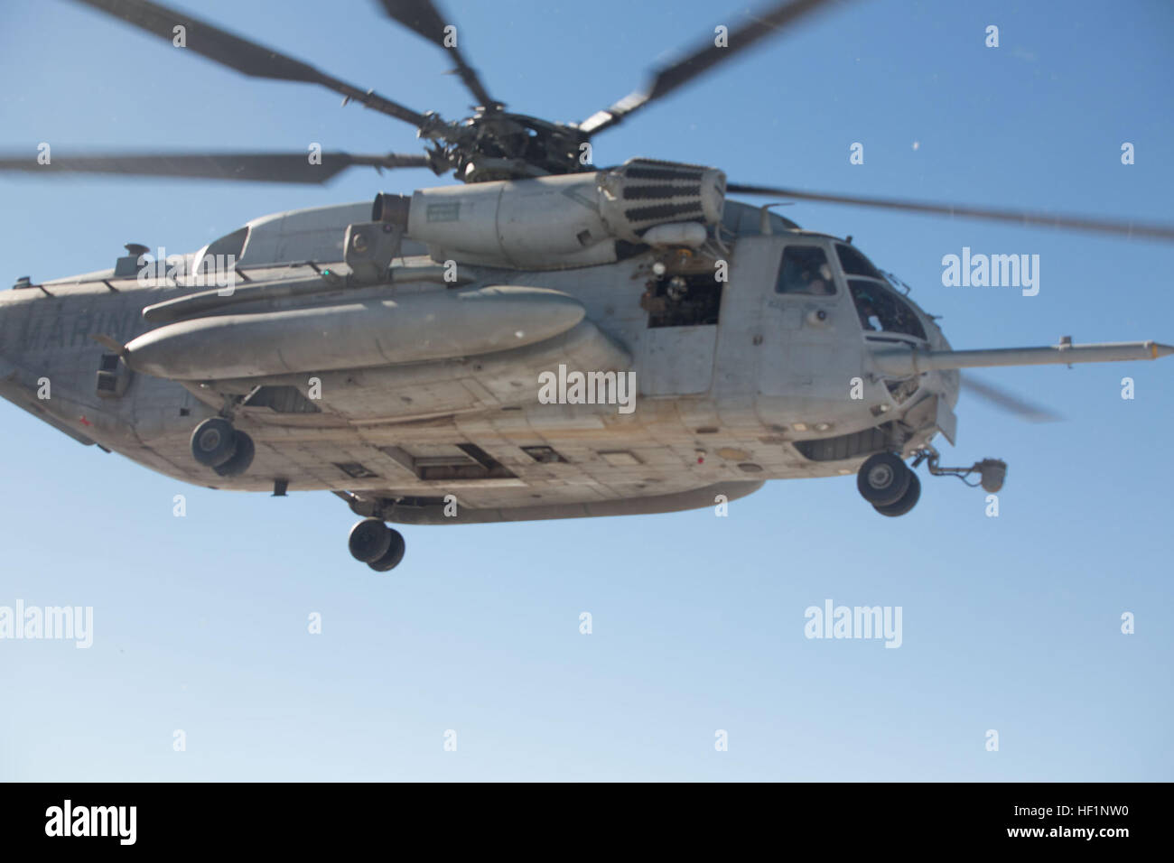 A U.S. Marine Corps CH-53E Super Stallion transport helicopter with ...