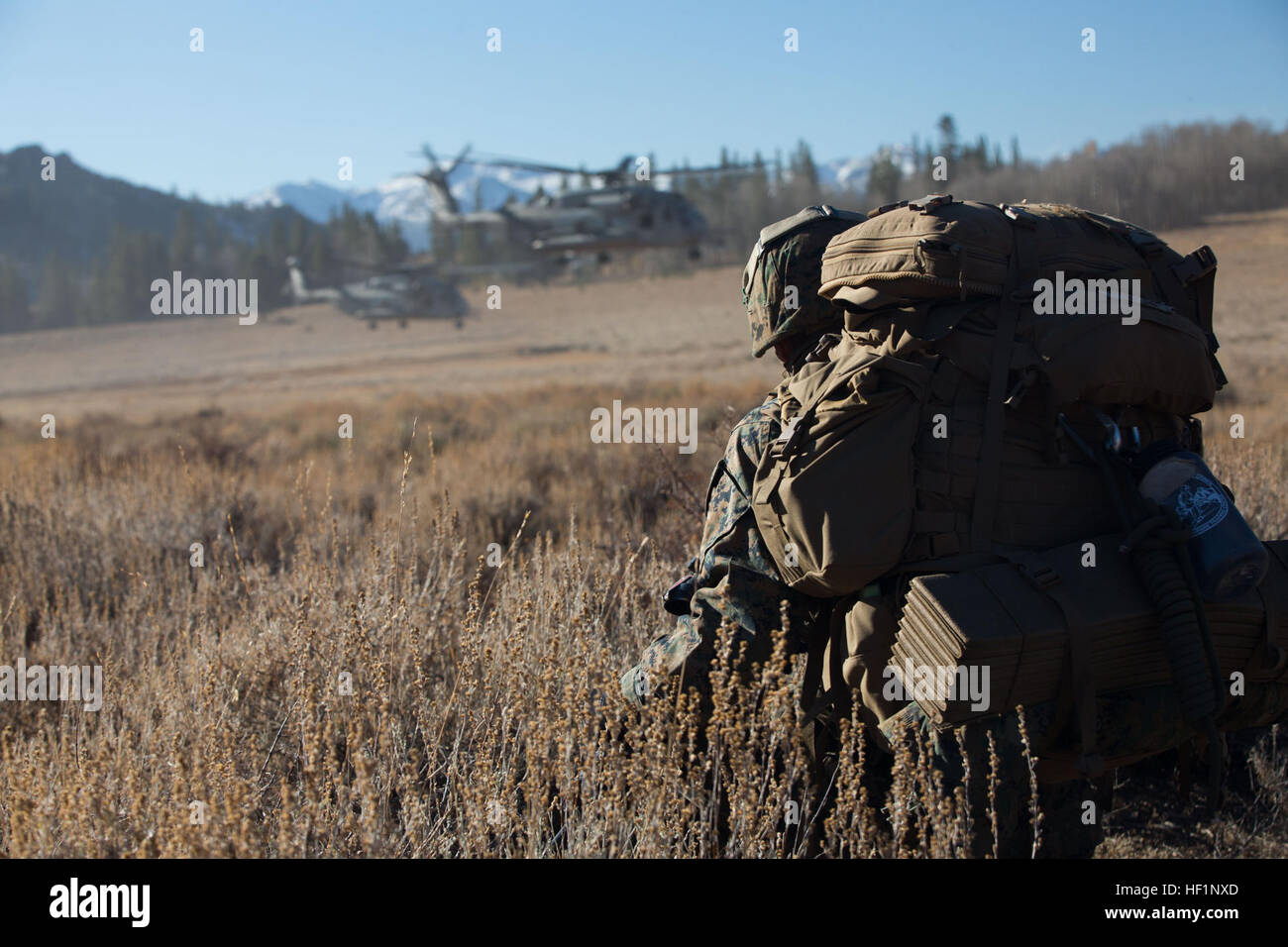 A U.S. Marine Corps CH-53E Super Stallion transport helicopter with ...
