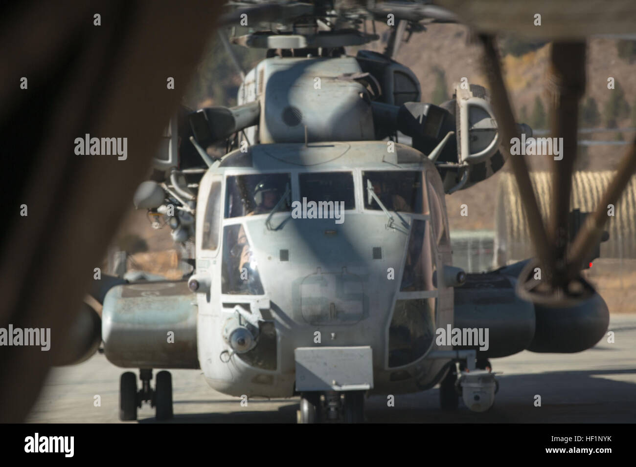 A U.S. Marine Corps CH-53E Super Stallion transport helicopter with ...