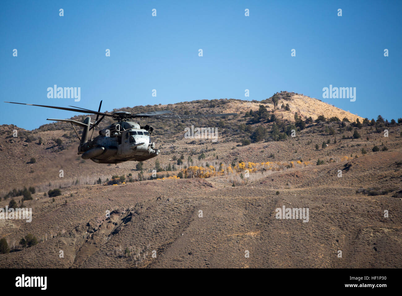 A U.S. Marine Corps CH-53E Super Stallion transport helicopter with ...
