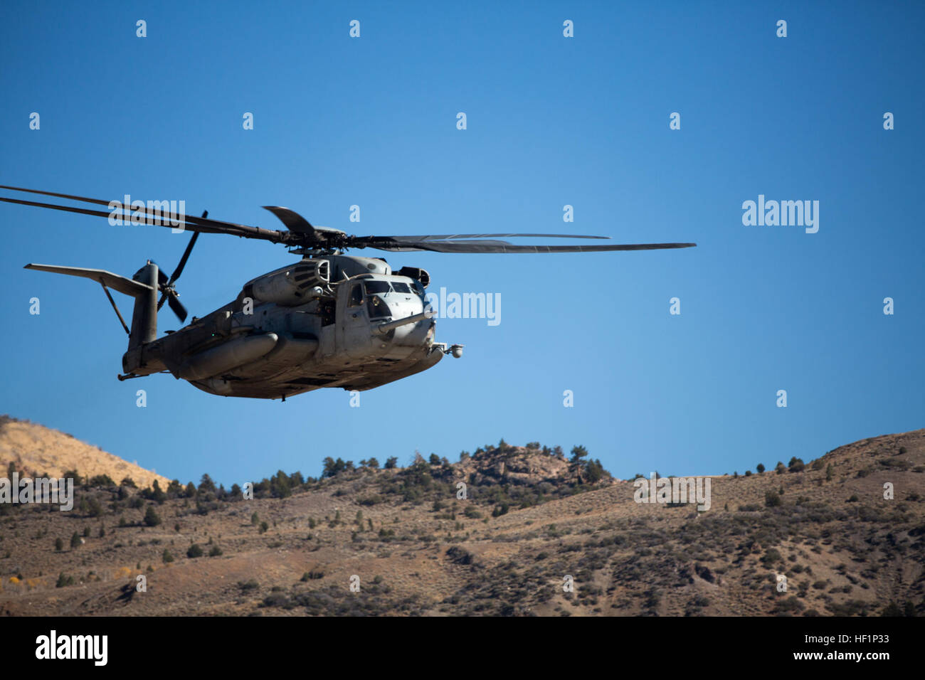 A U.S. Marine Corps CH-53E Super Stallion transport helicopter with ...