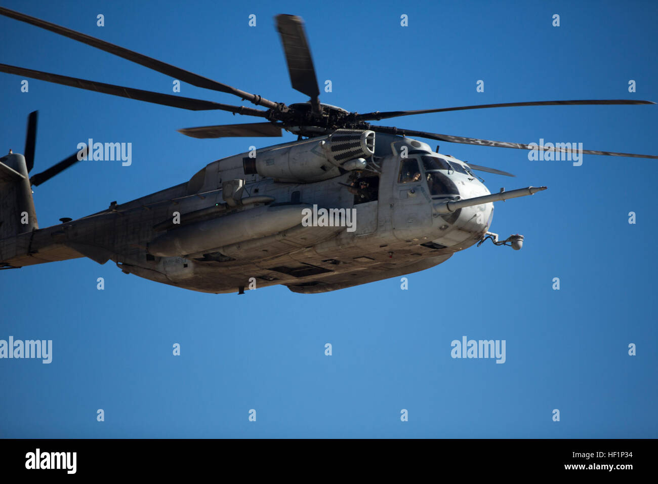 A U.S. Marine Corps CH-53E Super Stallion transport helicopter with ...