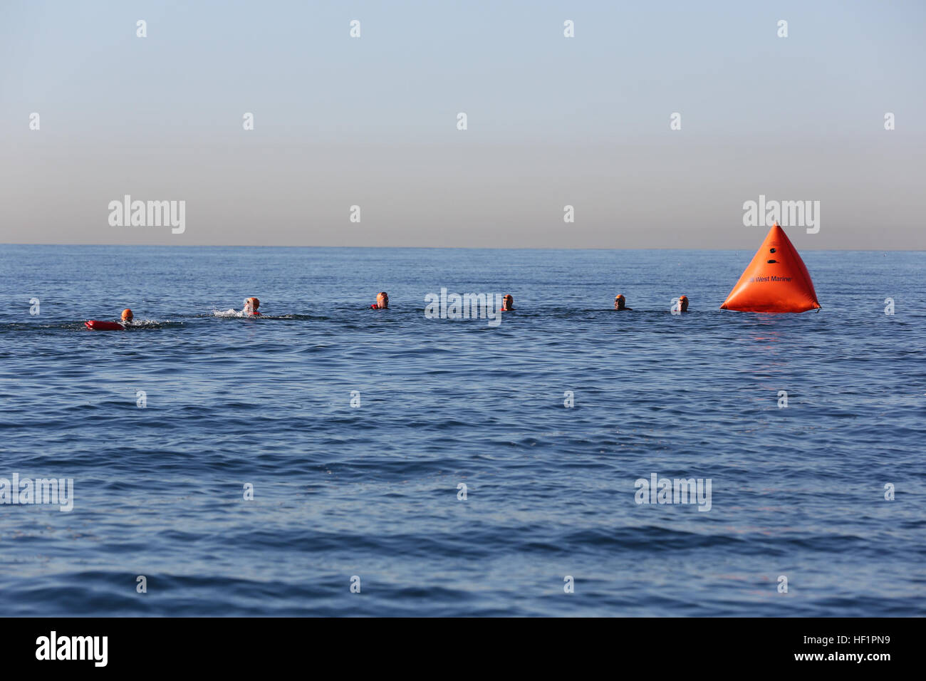 Students of a Marine Corps Instructor of Water Survival course wait to ...