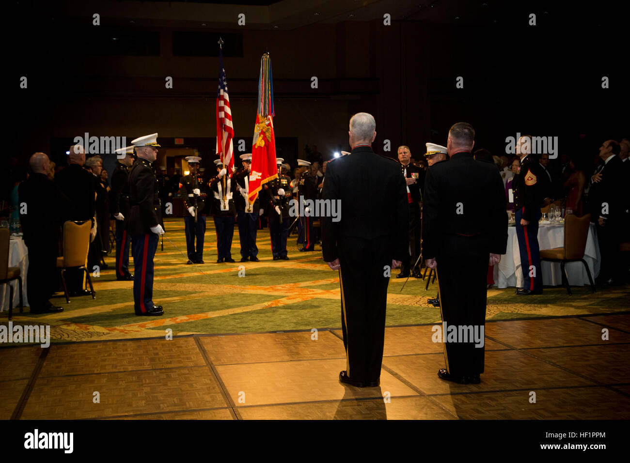The U S Marine Corps Forces Pacific Color Guard Stands At Attention