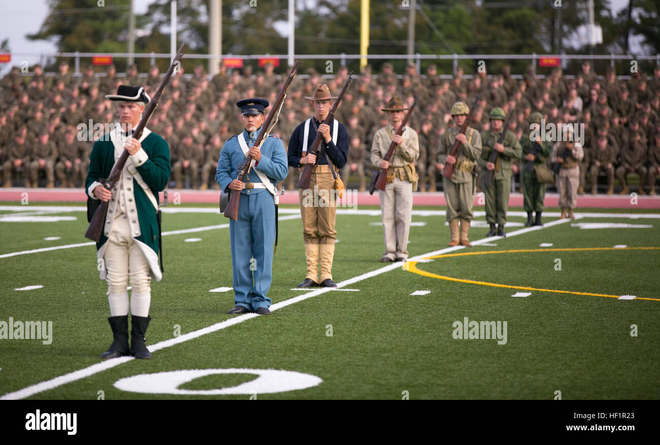 Pageant Marines stand at port arms during the Joint Daytime Ceremony at ...