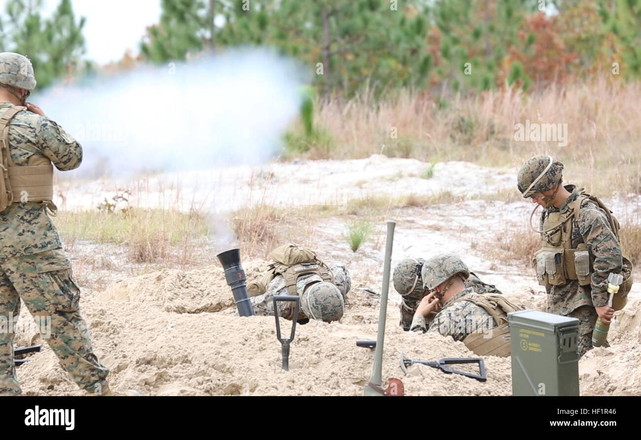 Marines with the 81 millimeter Mortarman Platoon, Weapons Company, 2nd ...