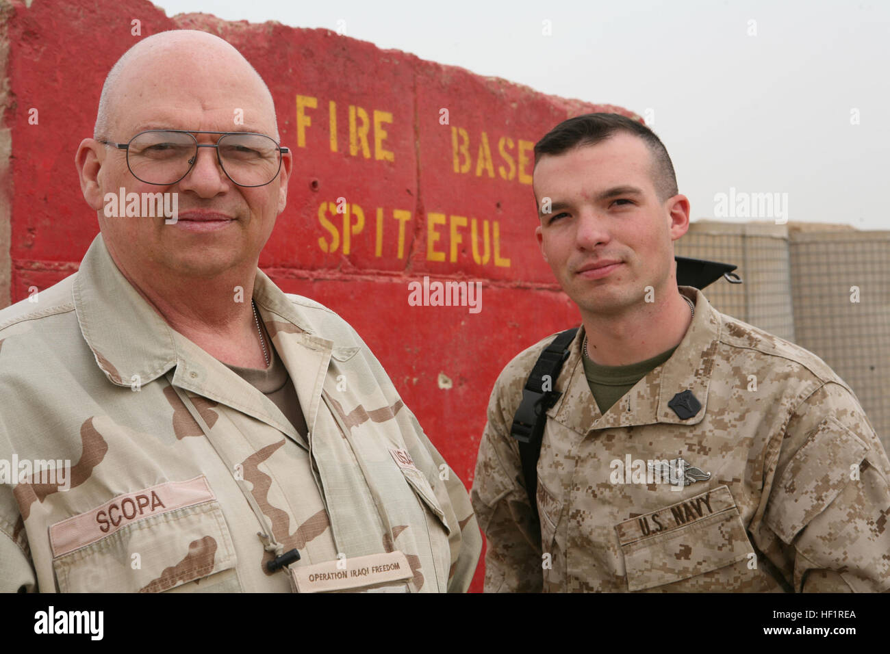 Staff Sgt. Frank V. Scopa USMC (ret.) and his son HN Mark J. Scopa pose ...
