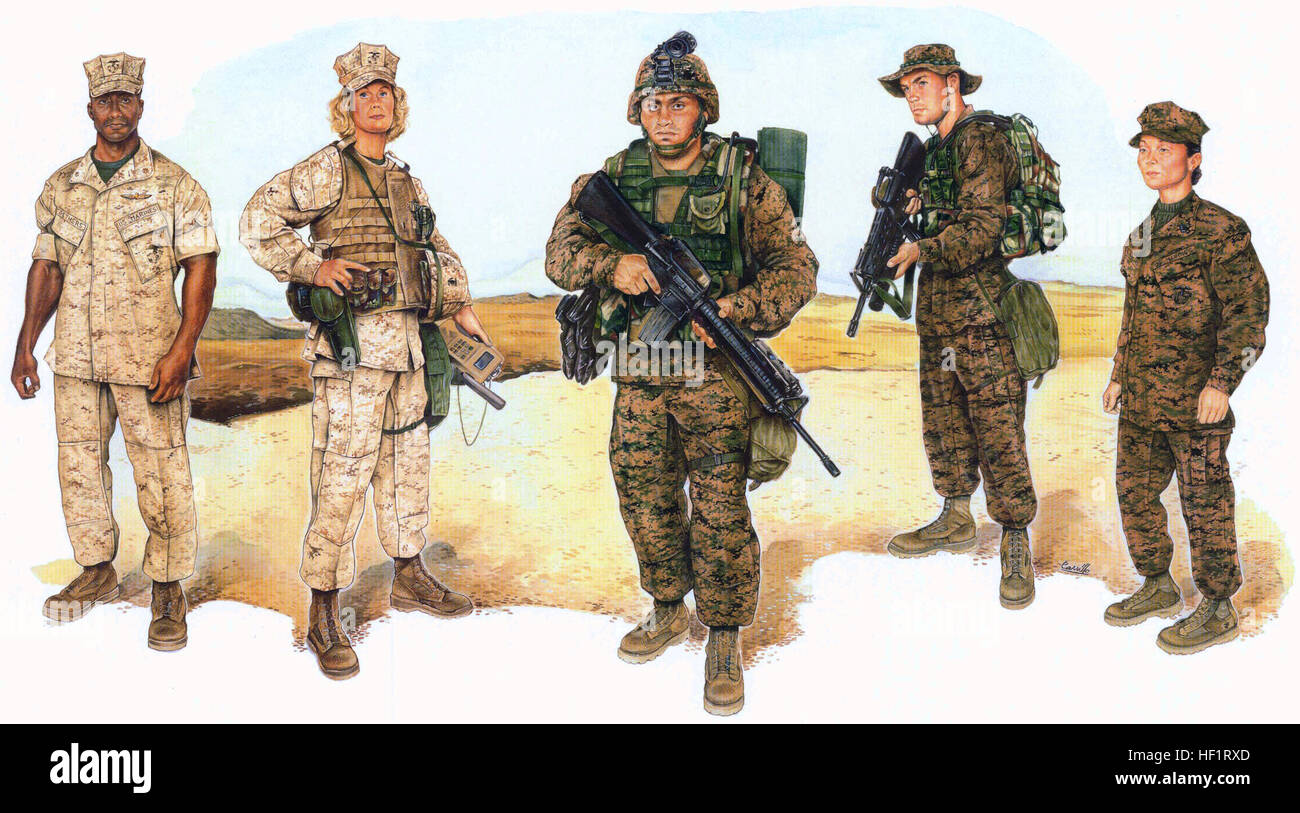 Displays of United States Marine Corps Combat Utility Uniforms from ...
