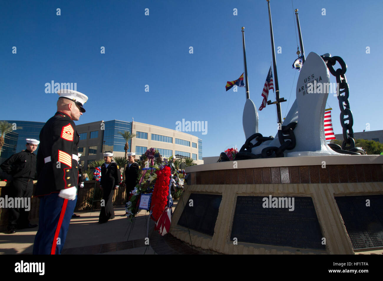 Marines honor fallen service members at the World War II memorial in ...