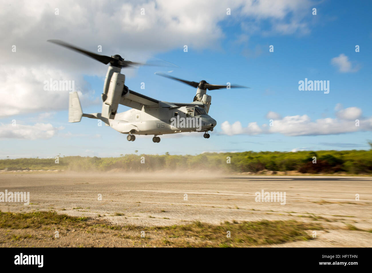 An MV-22B Osprey lands Dec. 9 at Baker runway on Tinian's North Field ...