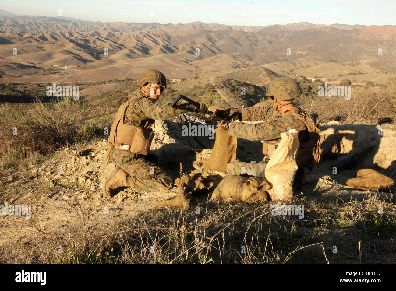 Two Marines with 2nd Battalion, 1st Marines Headquarters platoon fill ...