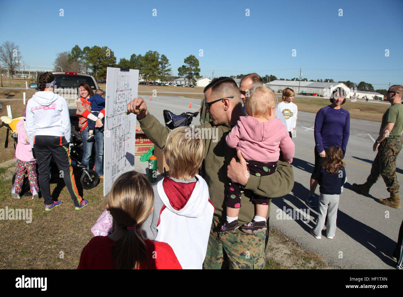 U.S. Marines and families check the routes before the Advanced Infantry ...