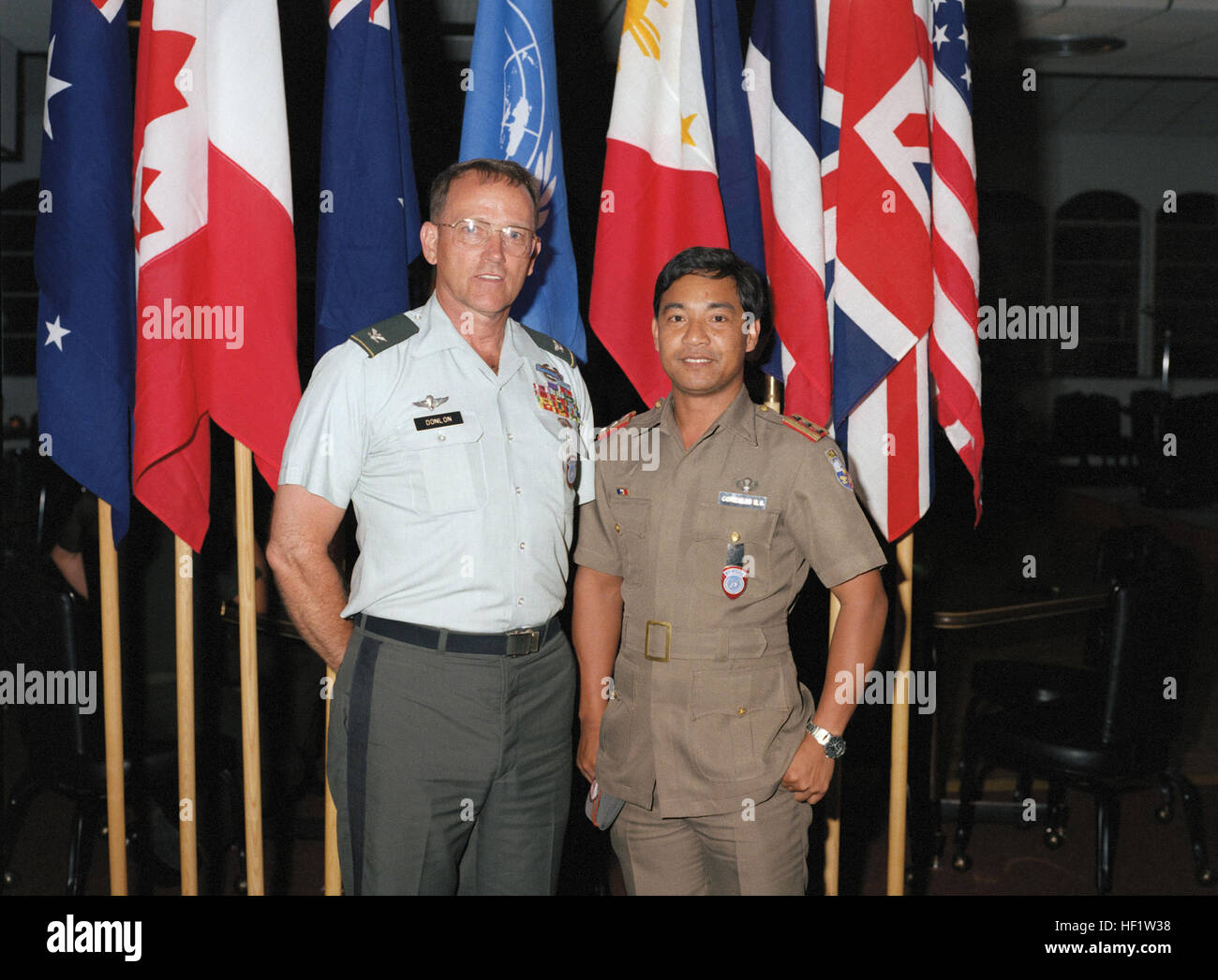 Colonel (COL) Donlon, US Army, left, poses for a photo with Taiwanese ...
