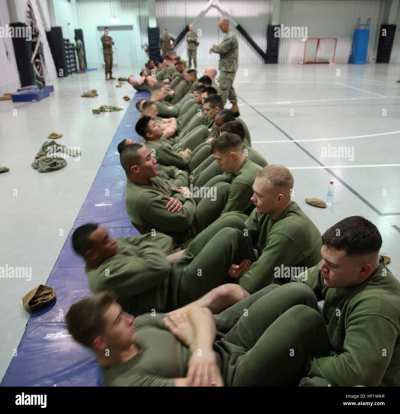 Marines with Black Sea Rotational Force 14 execute abdominal crunches ...