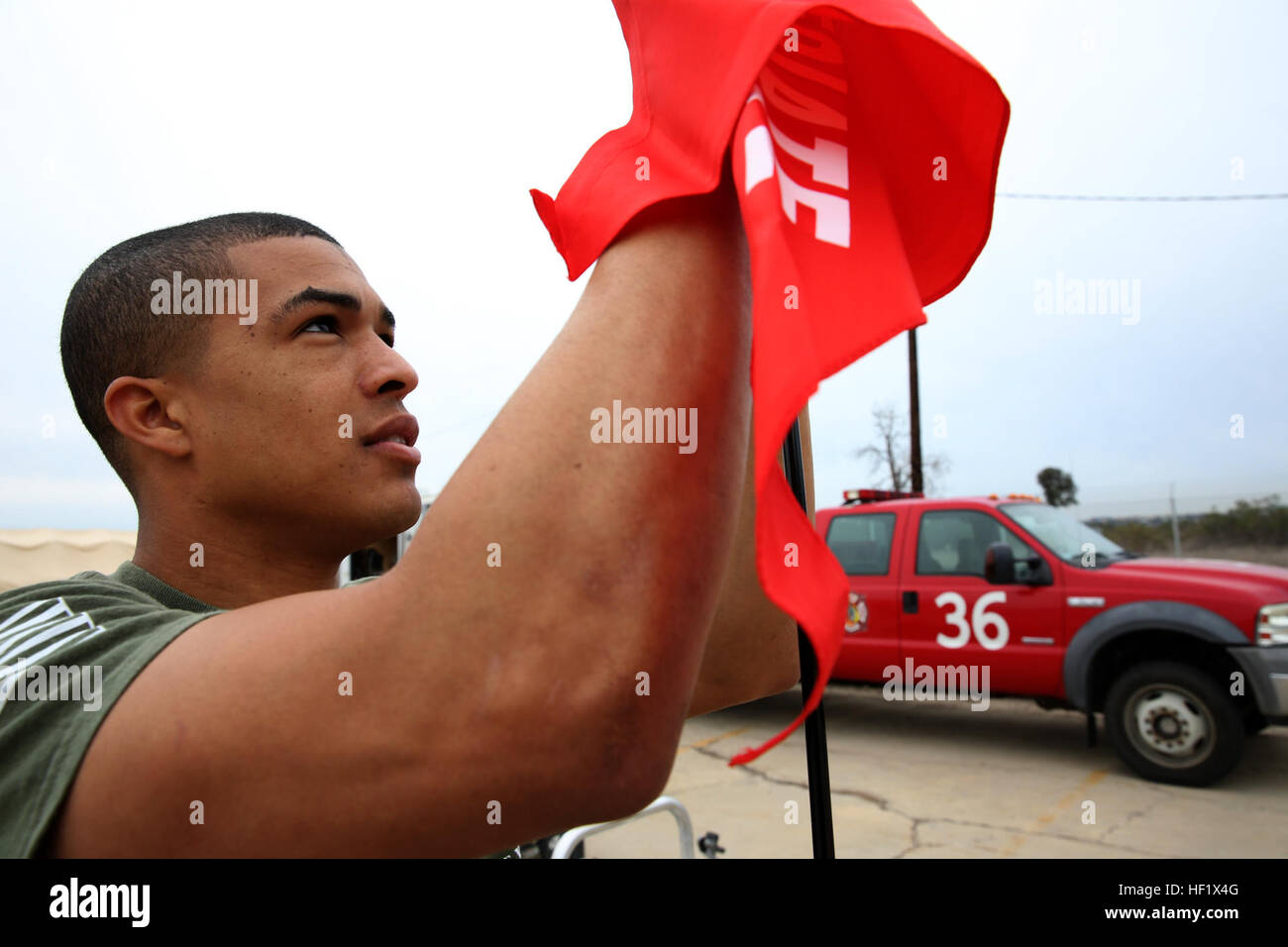 Pfc. Aaron Allen, water turret operator with Aircraft Rescue and ...