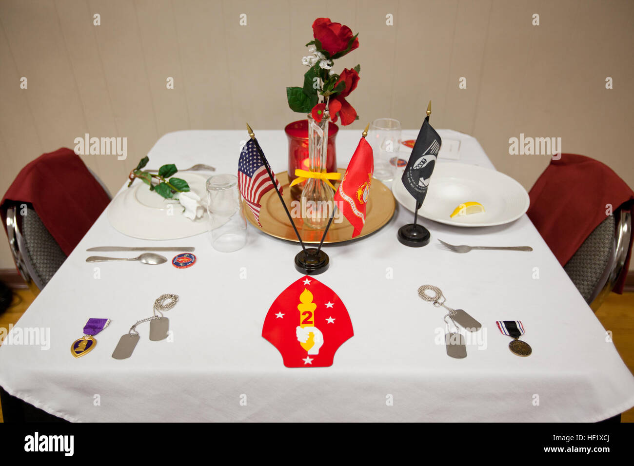 The Prisoner of War and Missing In Action remembrance table is set up ...