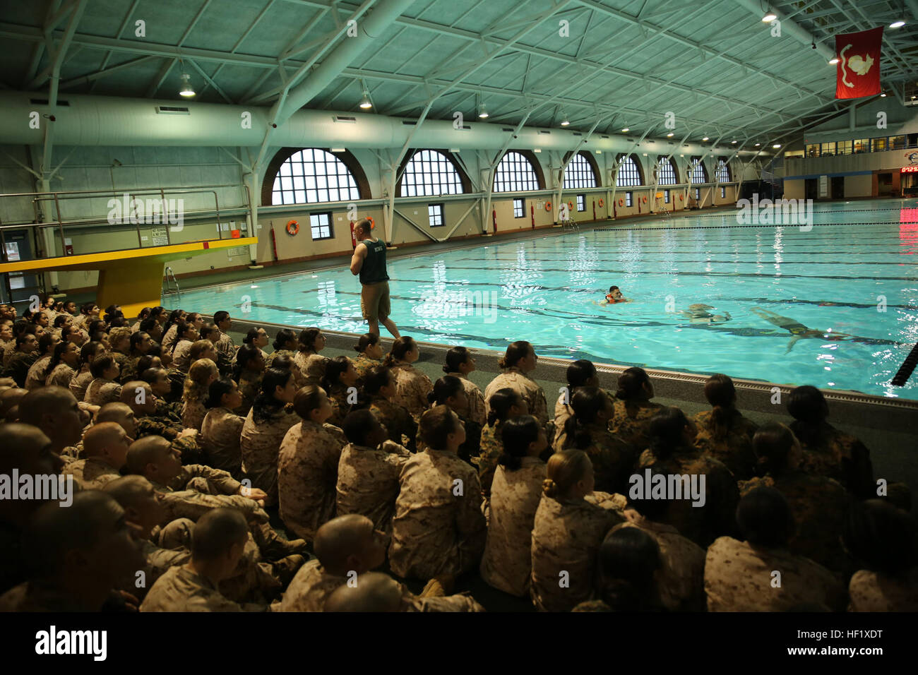 Sgt. Michael Ludwig, a swim instructor, introduces the recruits of ...