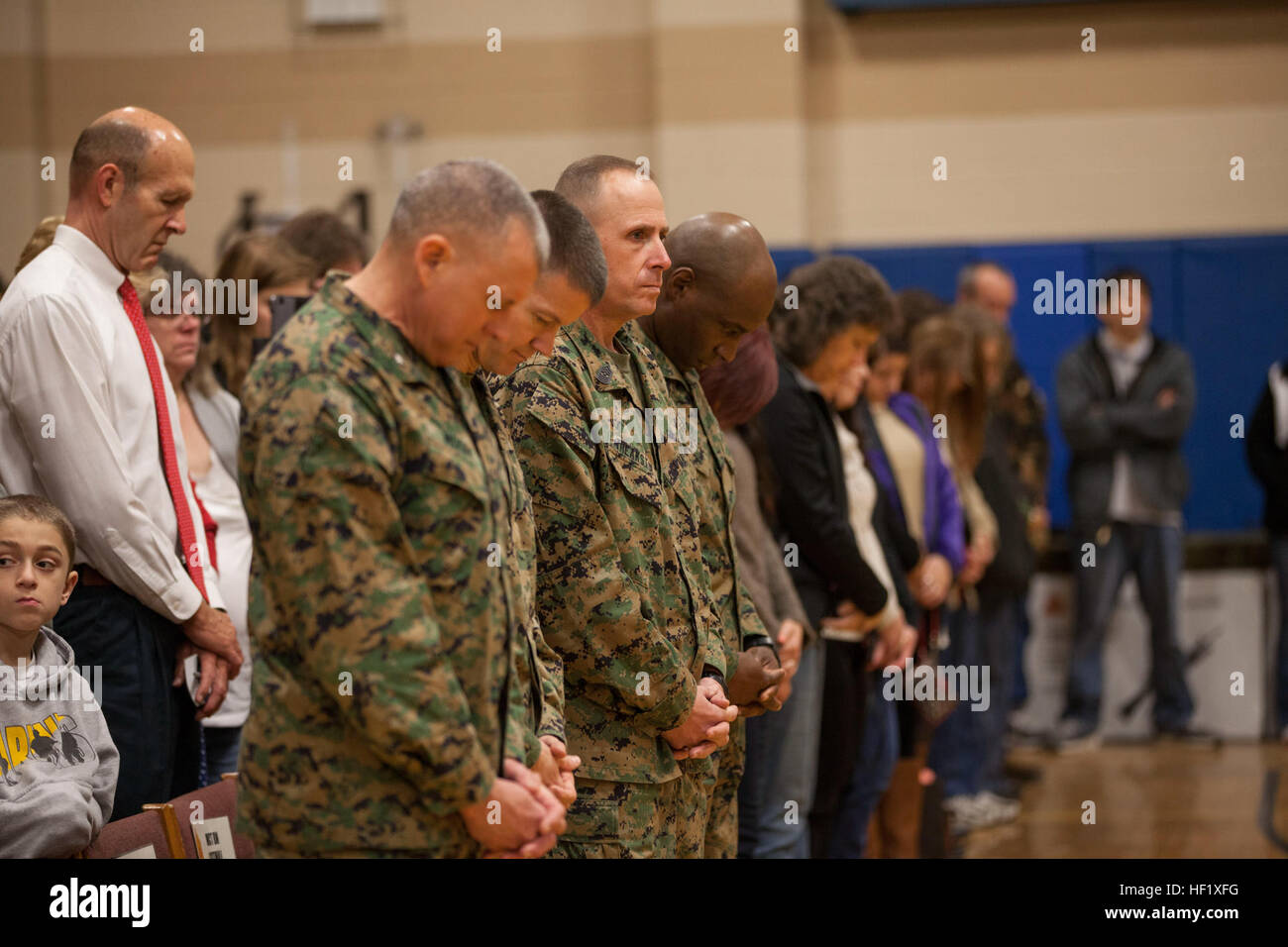 U.S. Marines with School of Infantry-East (SOI-E) bow their heads in ...