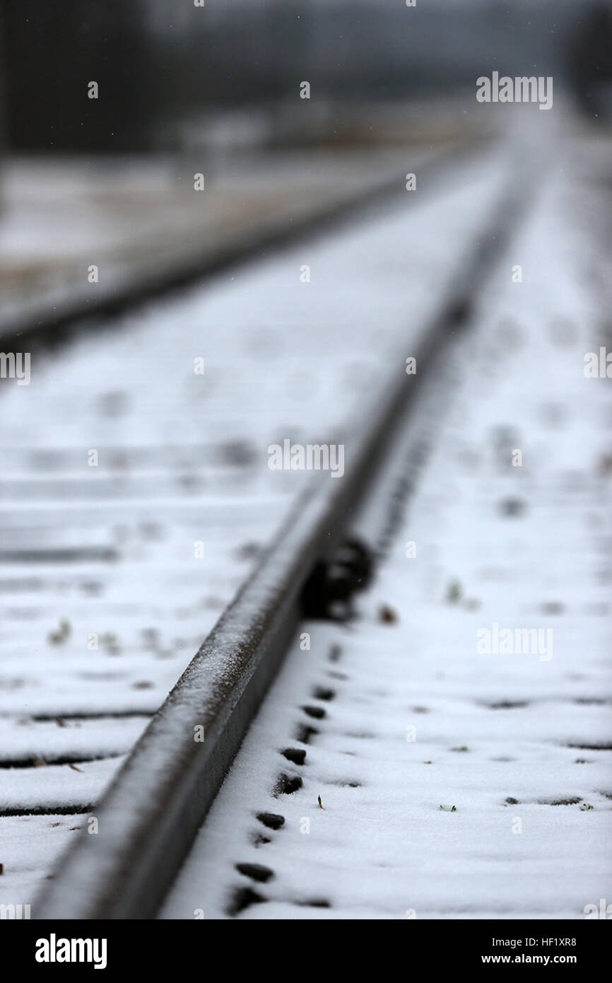 The railroad tracks running across Cherry Point collect snow and ice ...