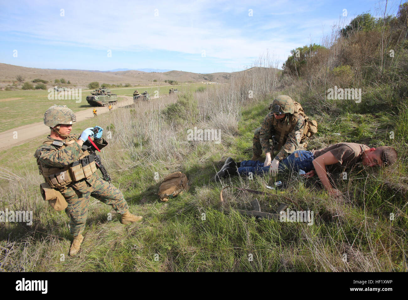 Explosive ordnance disposal technicians with the 11th Marine ...