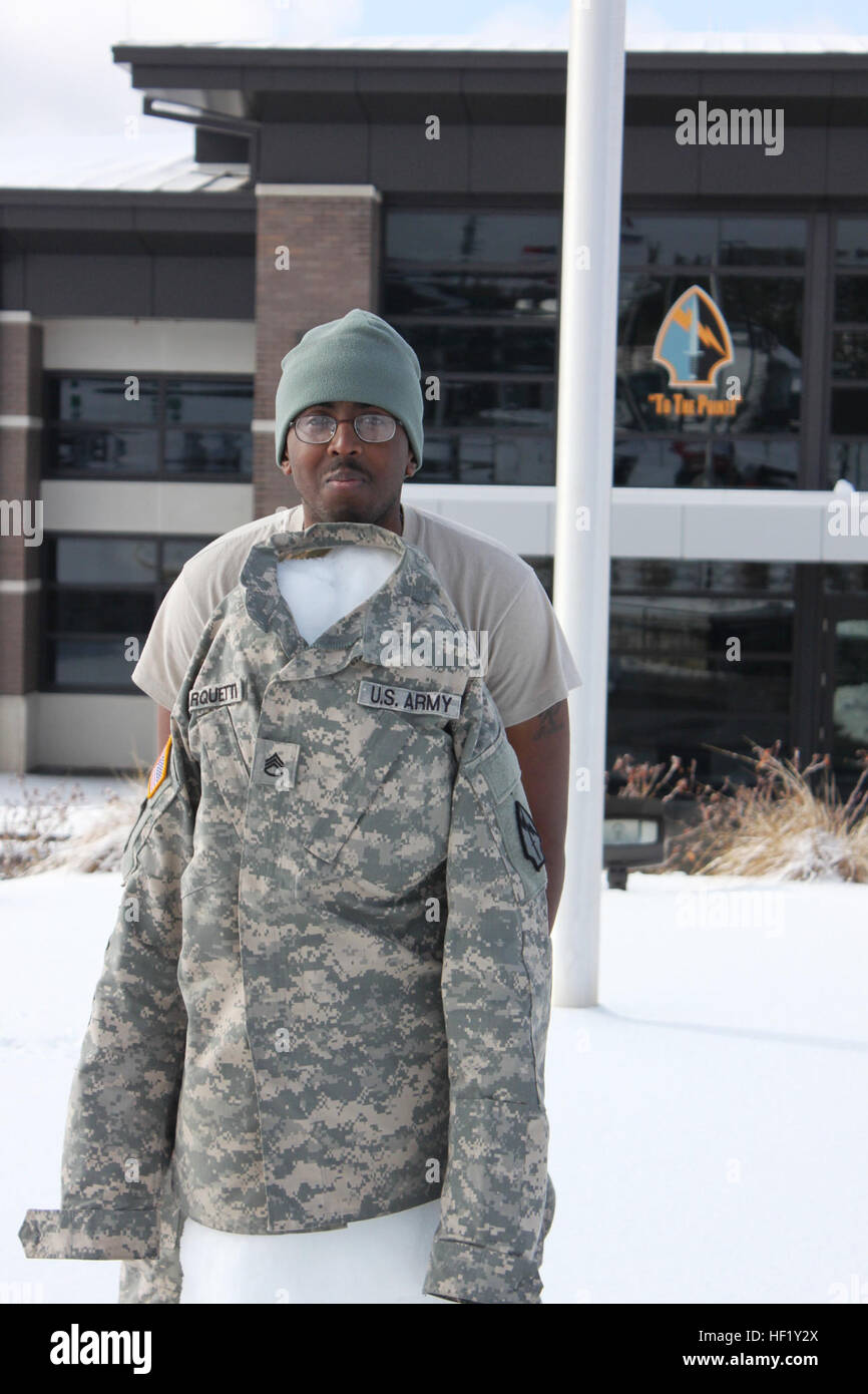 Staff Sergeant Rafael Marquetti built a snow soldier outside of the ...