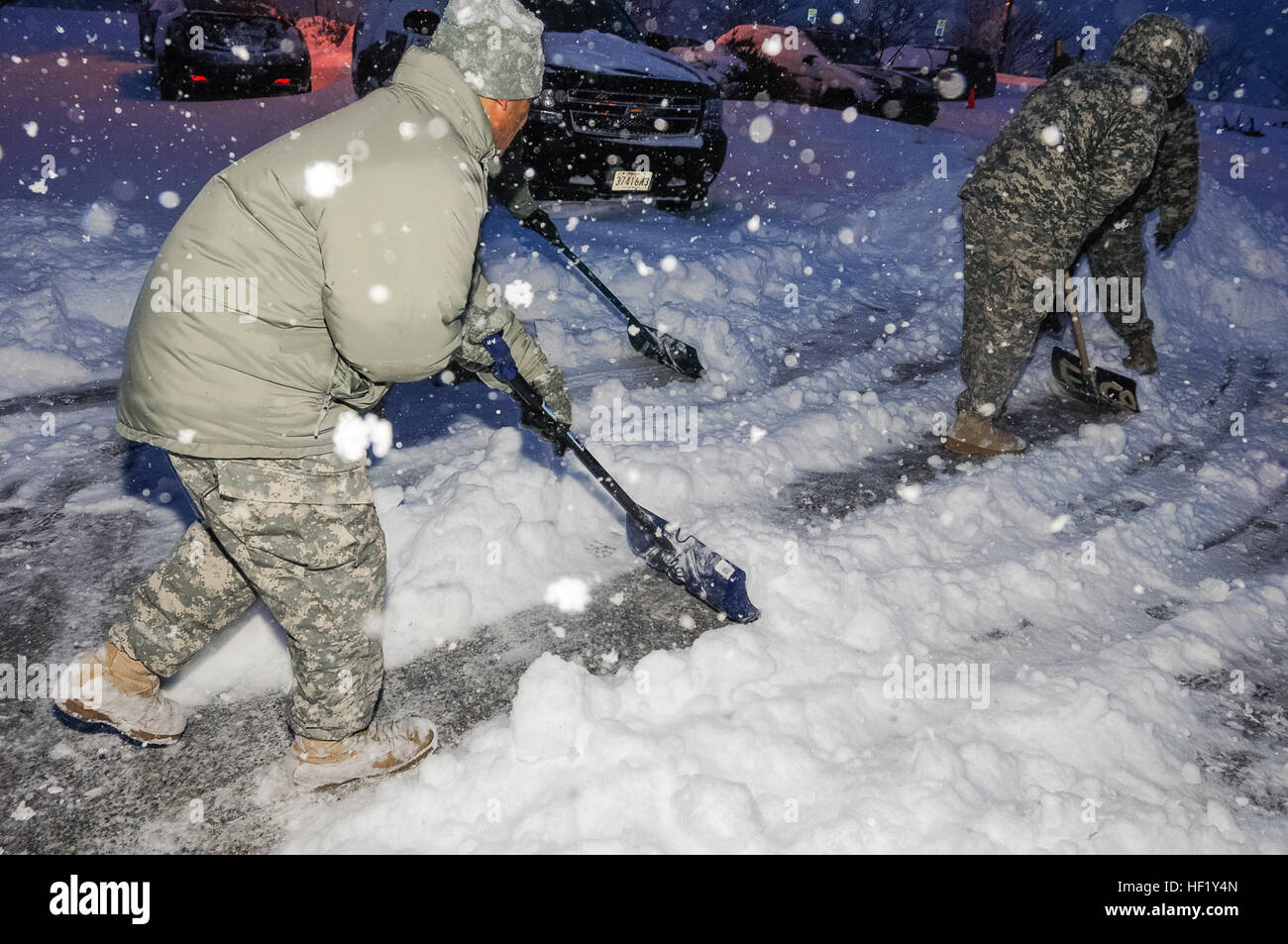Maryland Army National Guard Soldiers clear snow at Camp Fretterd ...