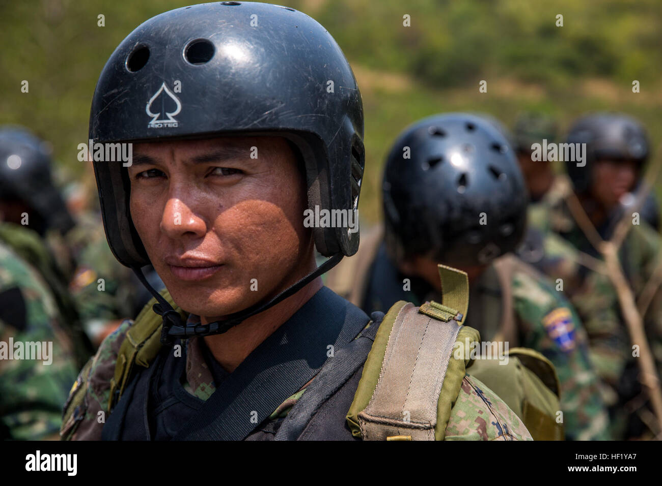 Royal Thai Marines prepare to fast-rope out of an MV-22B Osprey at Hat ...