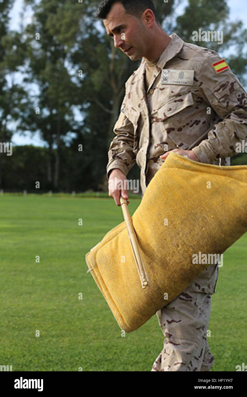A Spanish marine corps military policeman participates in a military ...