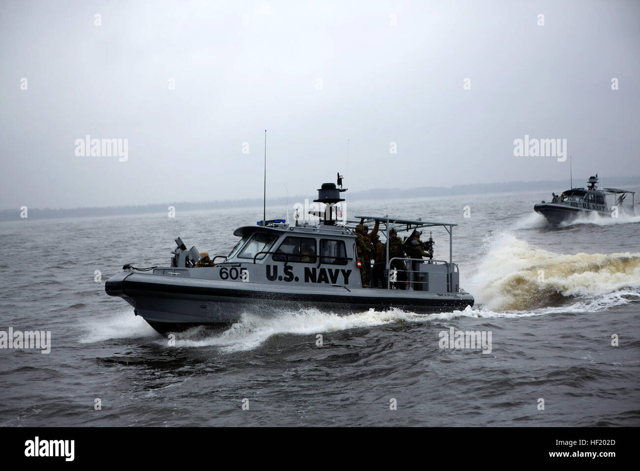 U.S. Navy 34-foot Sea Ark Dauntless patrol boats assigned to Delta ...