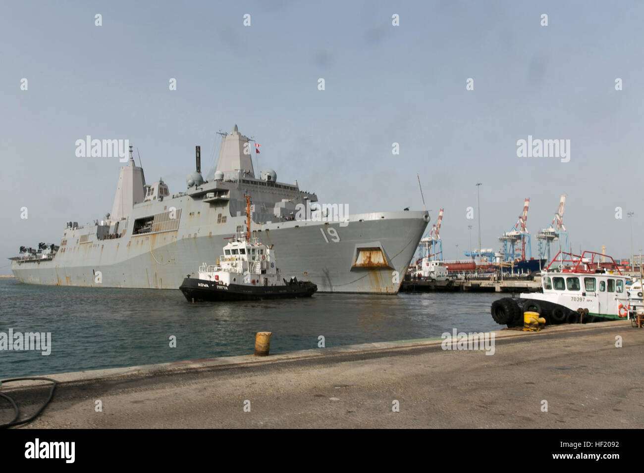 The USS Mesa Verde (LPD 19) docks in Haifa, Israel, for a port visit ...