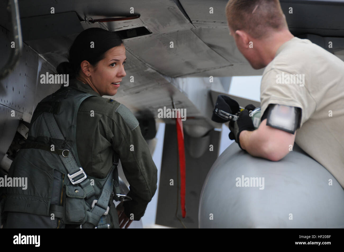 U.S Air Force 1st Lt. Janelle Baron, left, a fighter pilot with the ...