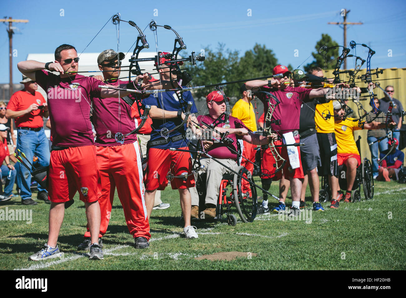 Athletes compete in the Compound Bow competition in Archery. The Marine ...