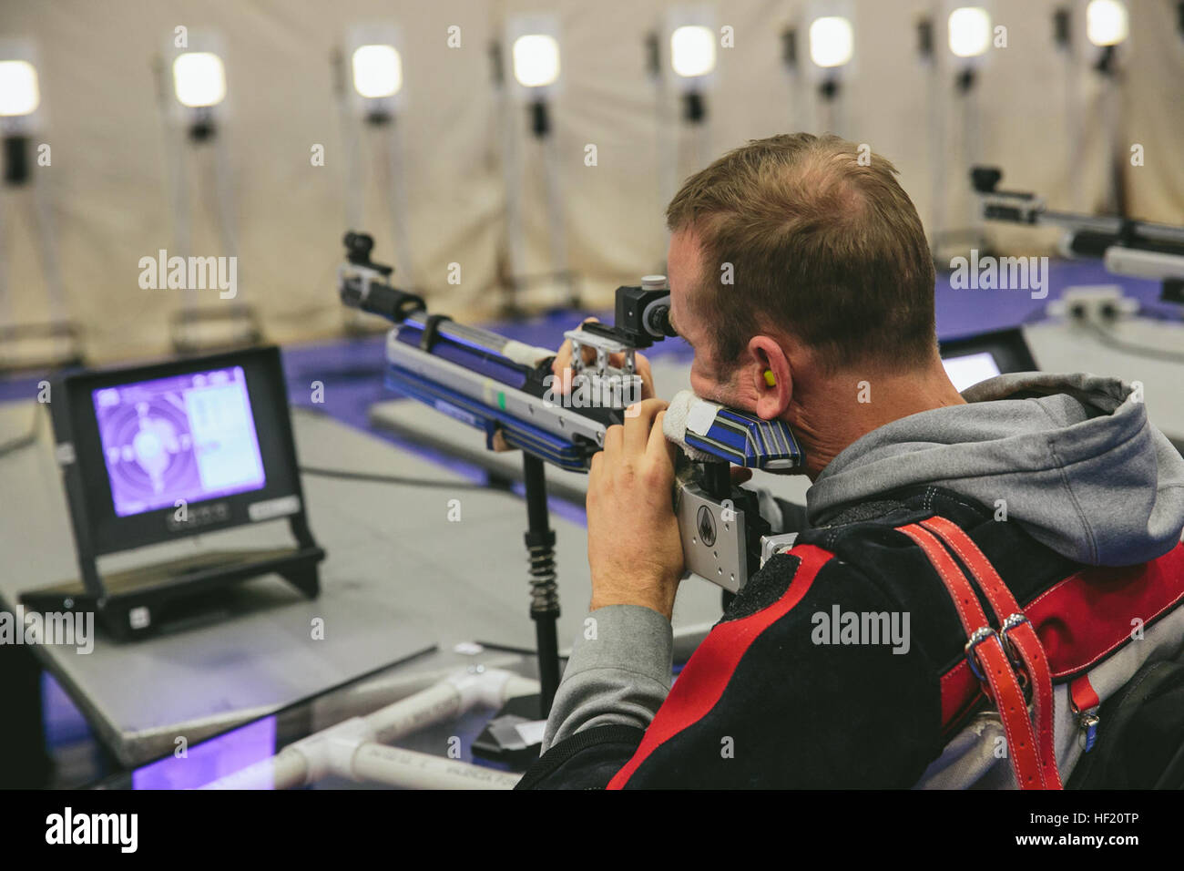 Athletes participate in the Shooting competition. The Marine Corps ...