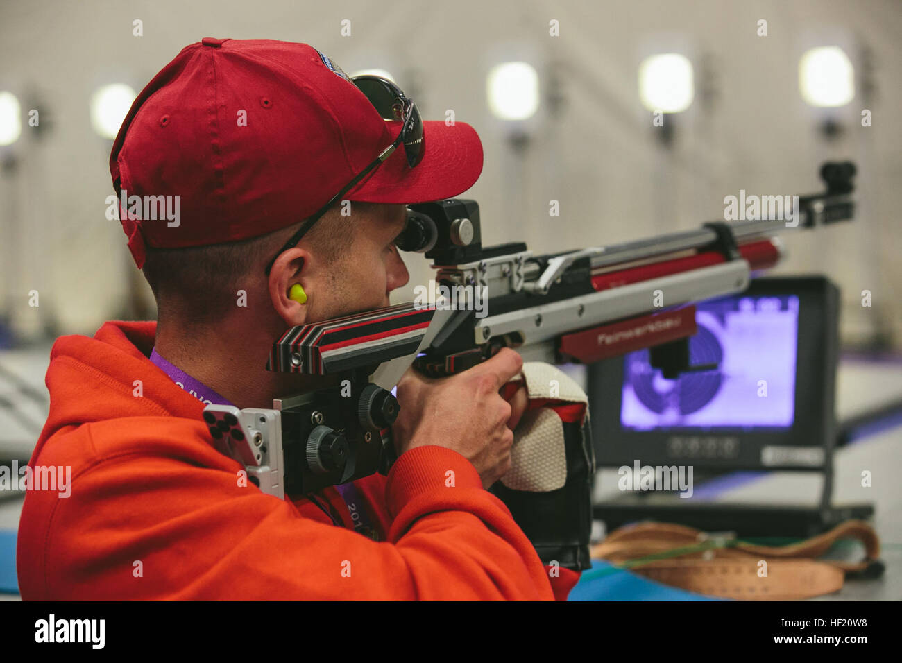 Athletes participate in the Shooting competition. The Marine Corps ...