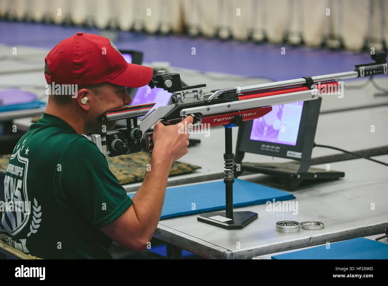 Athletes participate in the Shooting competition. The Marine Corps ...