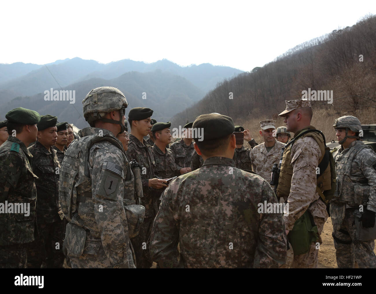 Republic of Korea Marines talk with U.S. military members about the ...