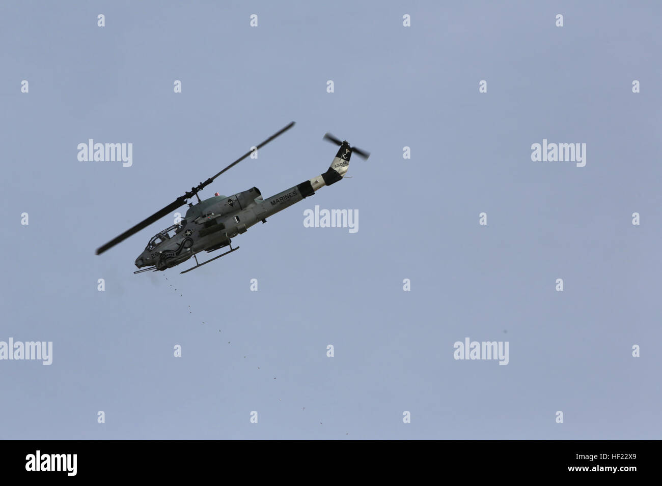 A U.S. Marine Corps AH-1Z Super Cobra helicopter participates in a ...
