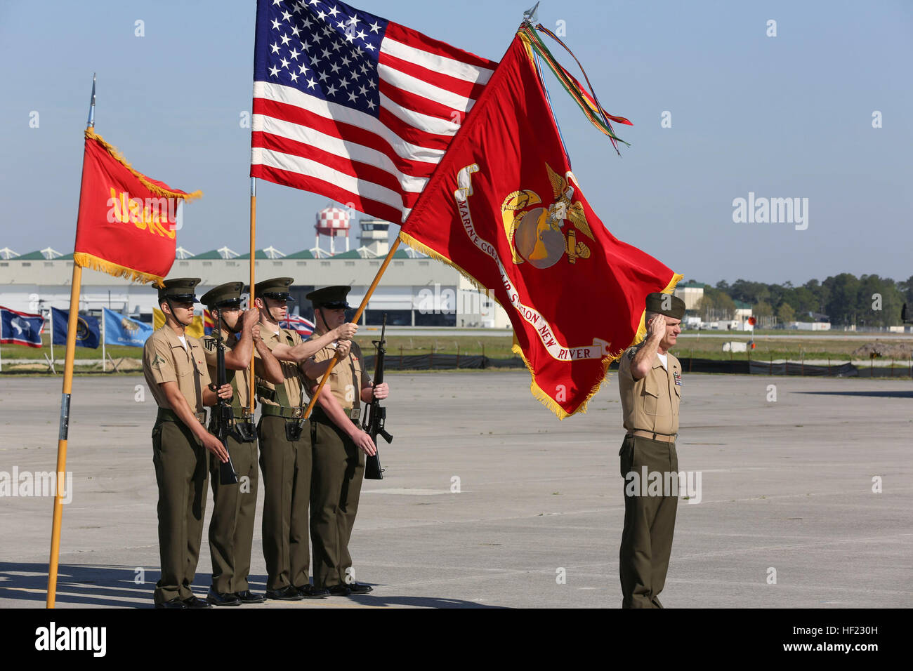 Sgt. Maj. Robert A. Allen Jr. salutes during the national anthem during ...