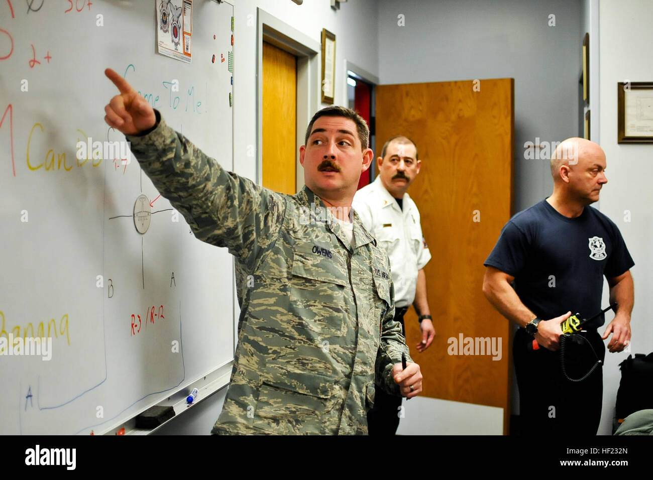 U.S. Air Force Tech. Sgt. Jeffrey Owens (left), a firefighter with the ...