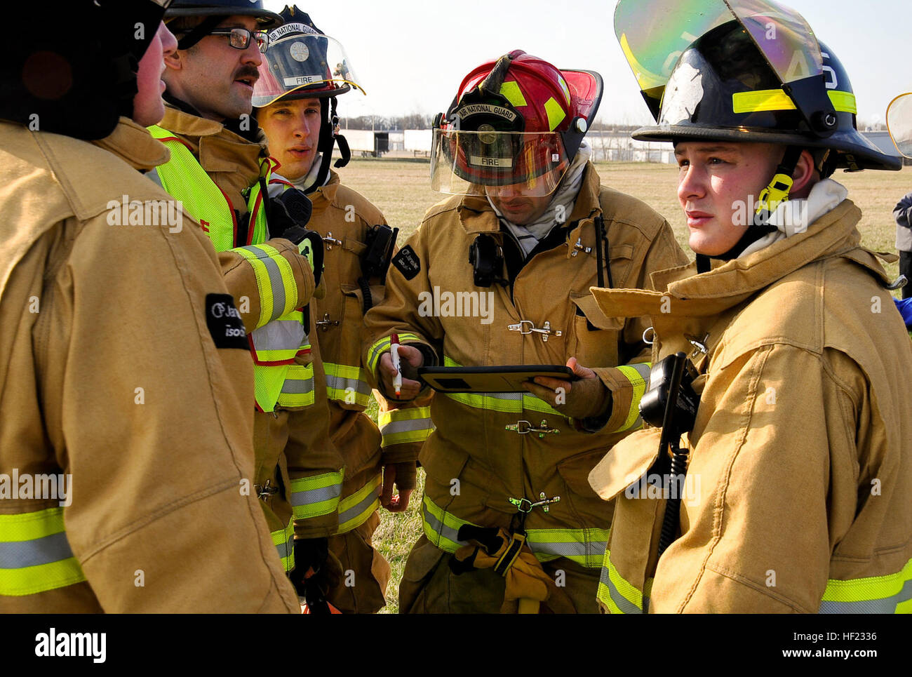 Firefighters with the 182nd Civil Engineer Squadron coordinate triage ...