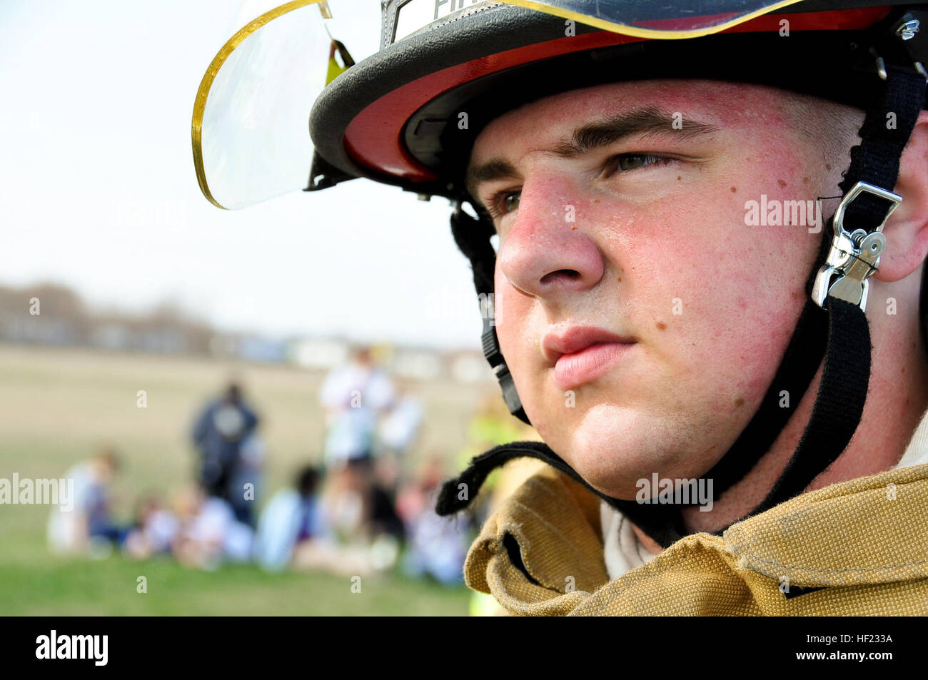 U.S. Air Force Airman Ryan Taylor, a firefighter with the 182nd Civil ...