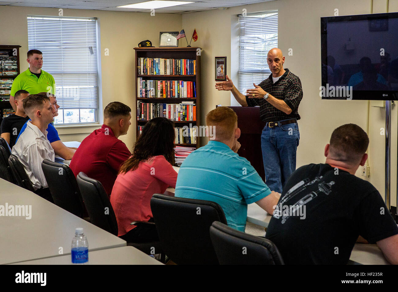 U.S. Marine Corps Col. Matthew St. Clair speaks to non-commissioned ...