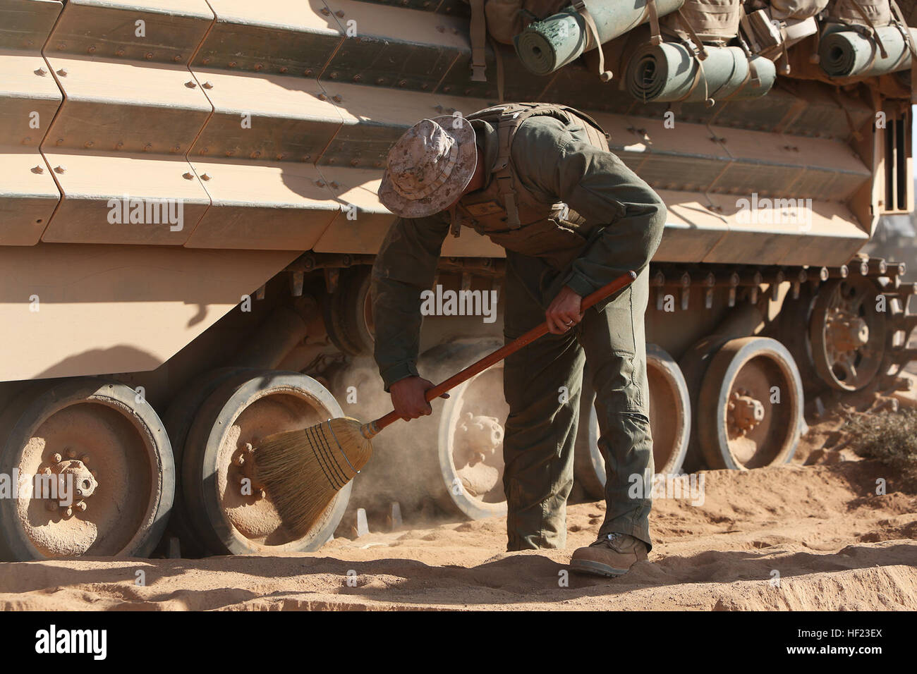 A U.S. Marine Corps assault amphibious vehicle (AAV) crewman with ...