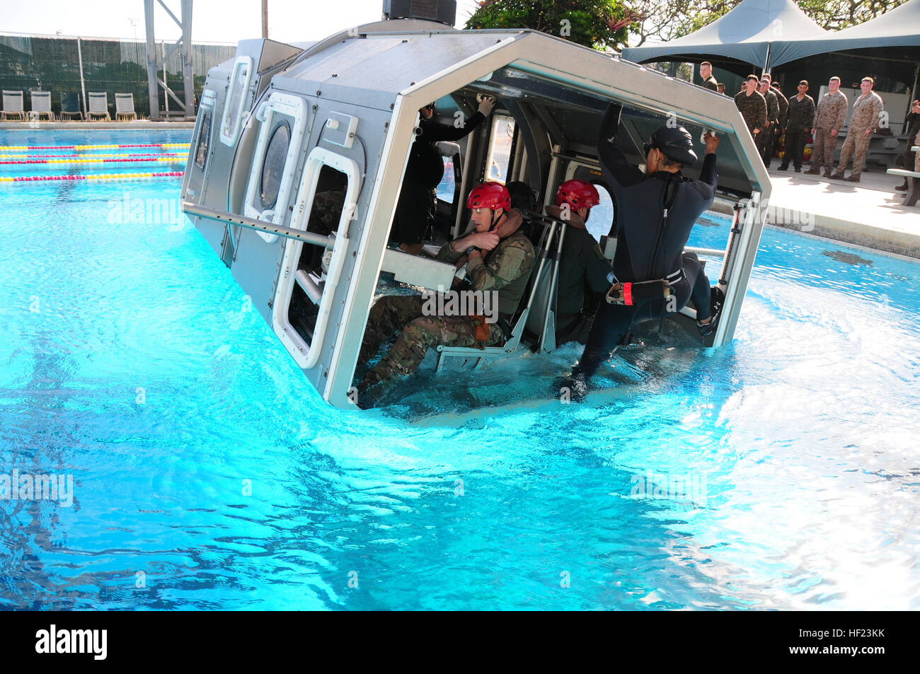 Members of the 129th Rescue Wing perform shallow water egress training ...