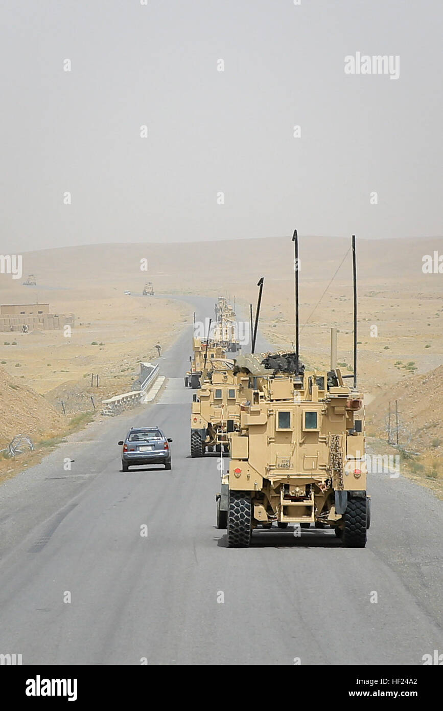 A convoy of U.S. Marine Corps mine-resistant, ambush-protected (MRAP ...