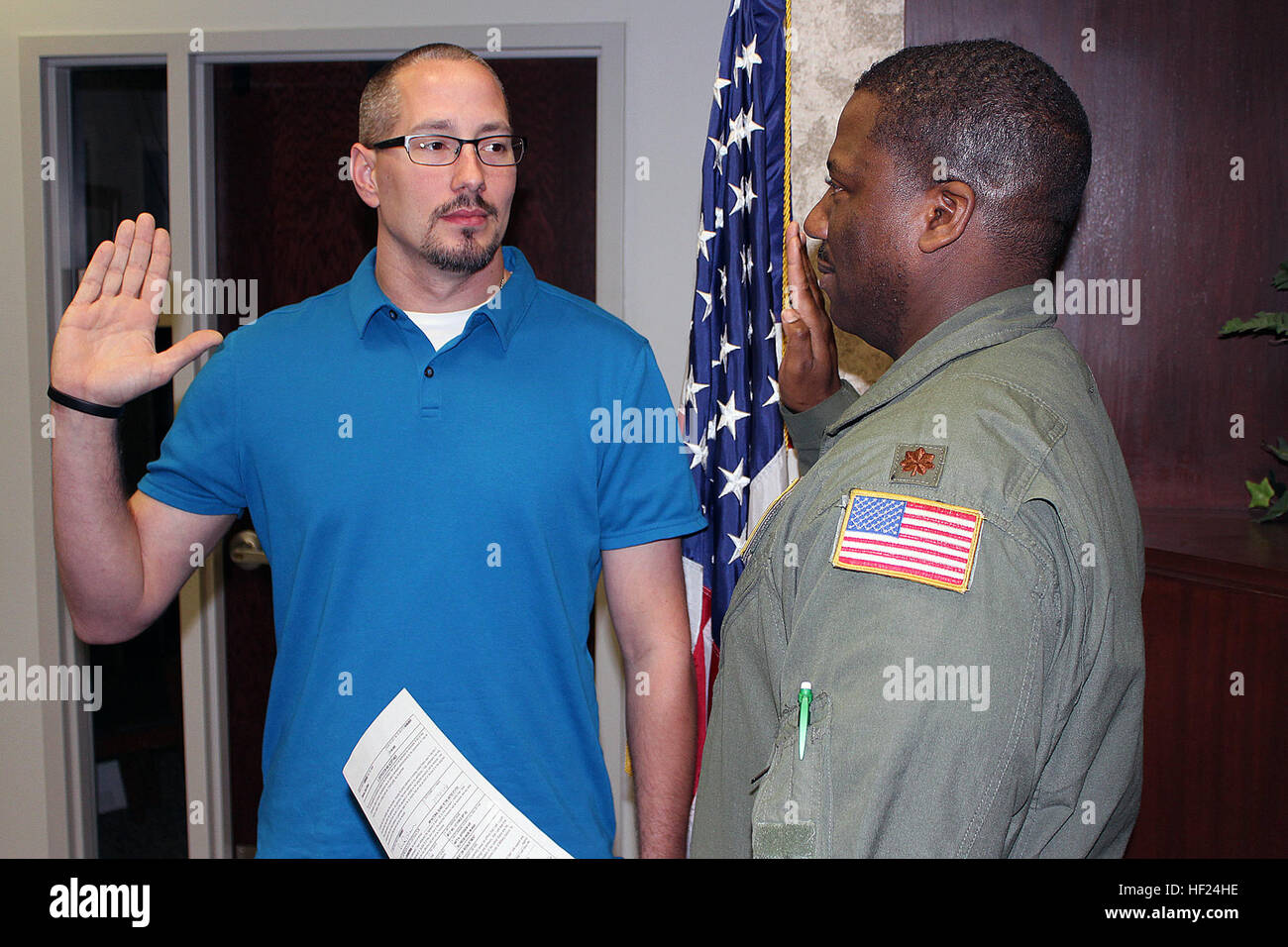 Daniel Wiseman is sworn in as an Airman in the Michigan Air National ...
