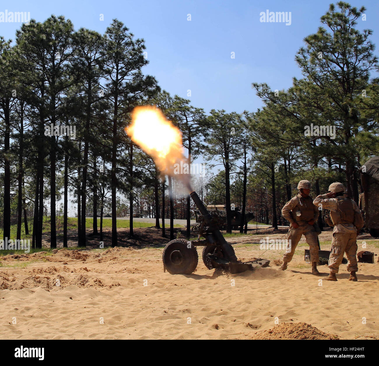 Marines With Golf Battery 2nd Battalion 10th Marine Regiment 2nd Marine Division Fire An M