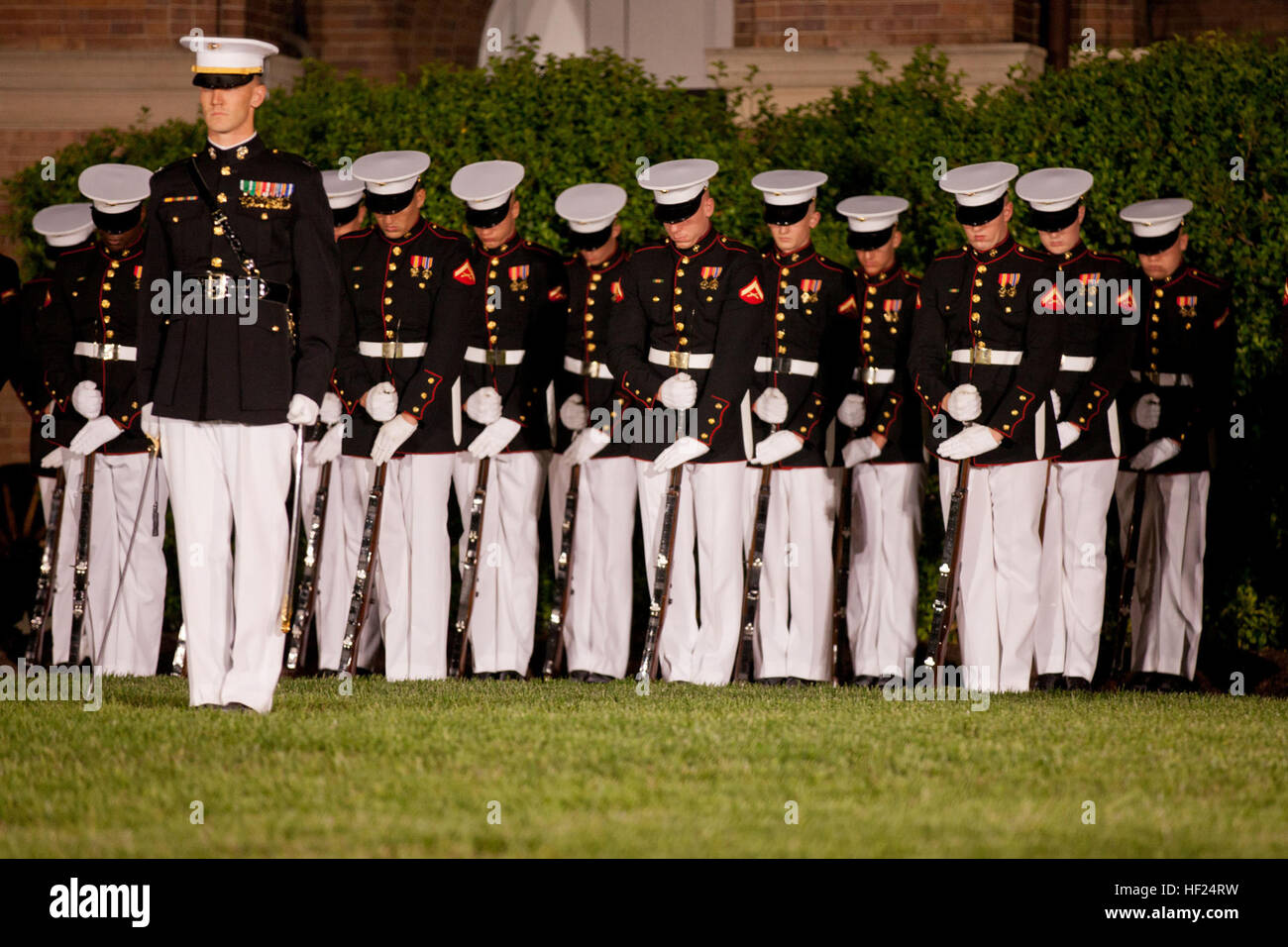 U.S. Marines perform during an Evening Parade at Marine Barracks ...